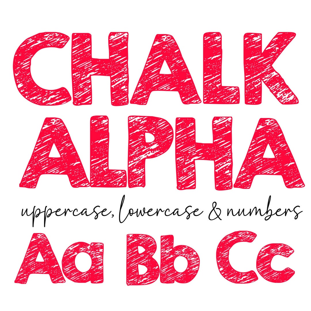 Neon Red Chalkboard Alphabet and Numbers Back to School, Full Uppercase ...