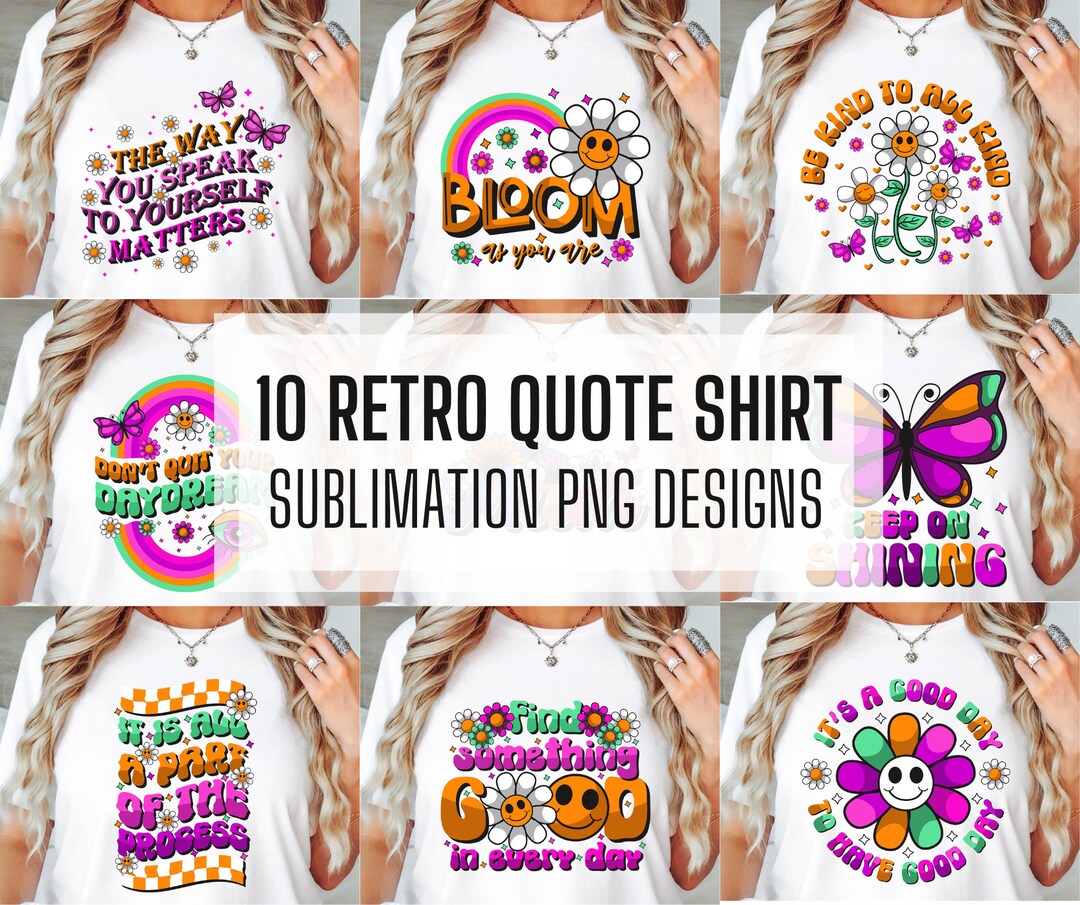 10x Retro Quote PNG Bundle, PNG Mega Bundle, Motivational Shirt PNG ...