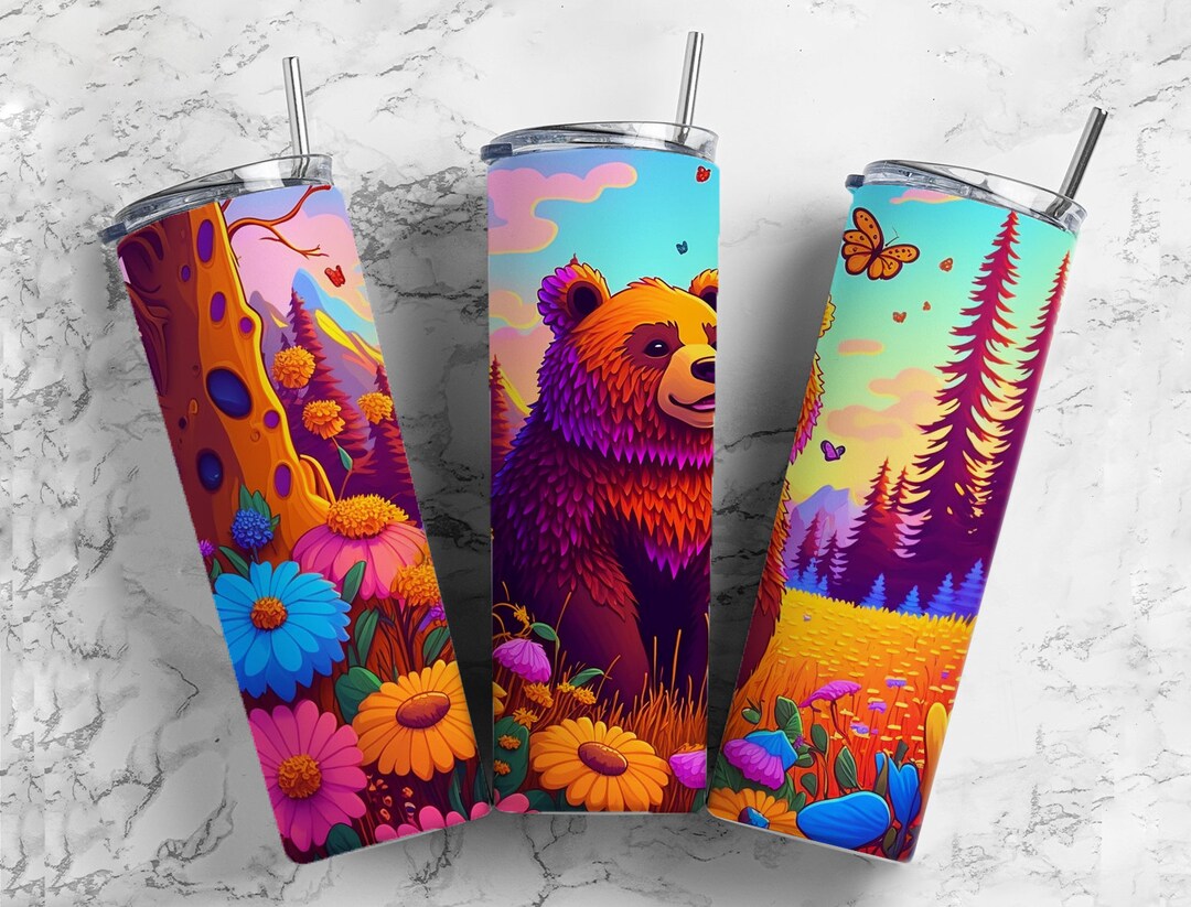 Beac Cub 20oz Sublimation Tumbler Designs, Neon Rainbow 9.2 X 8.3 ...
