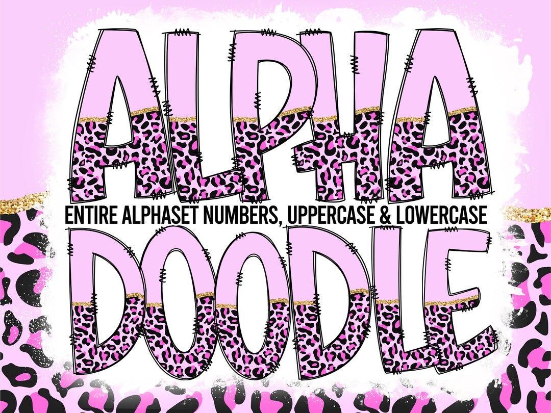 Pink Leopard Tumbler Wrap With Matching Doodle Letter Alphabet PNG, Add ...