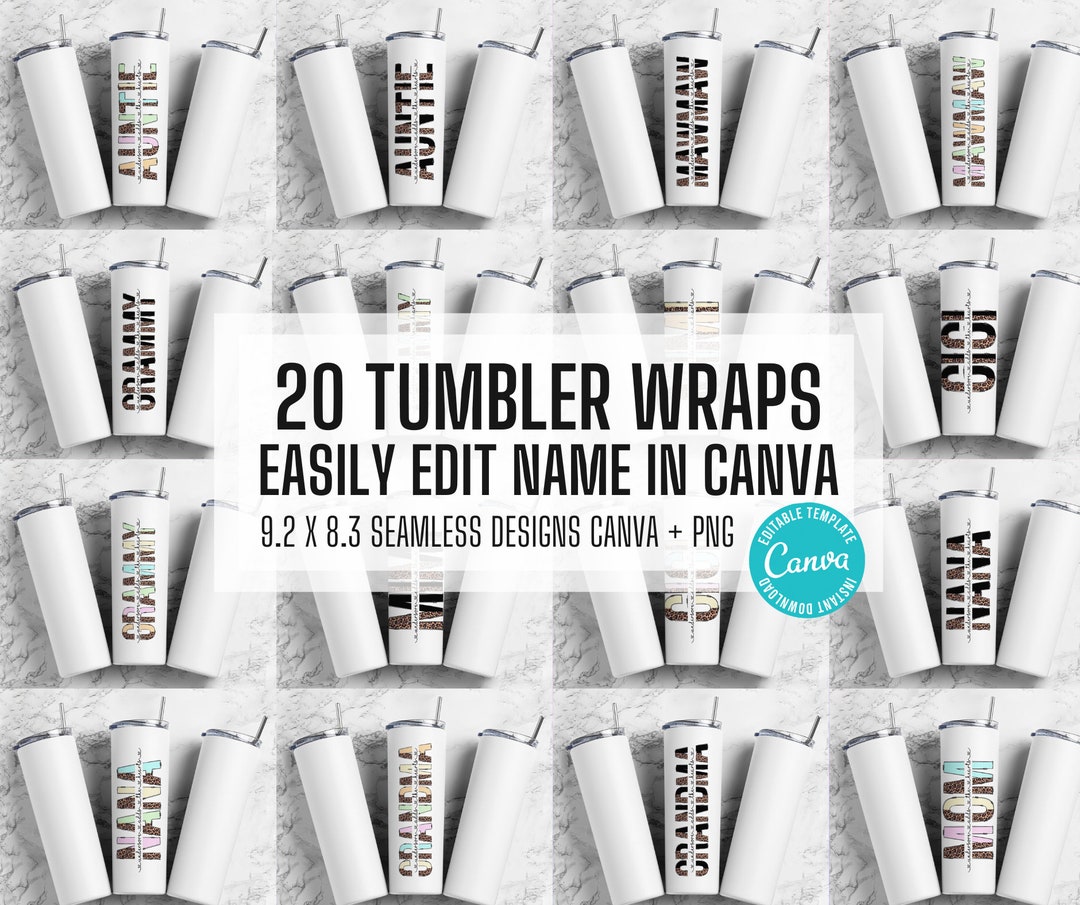 Mega Bundle Split Family 200 Editable Canva Tumbler Templates, Add Your ...