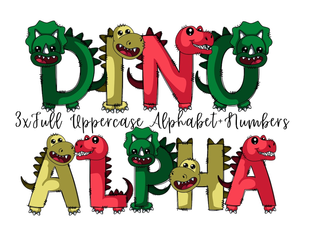 Dinosaur Doodle Letters, Dino Alphabet, Dinosaur Alphabet PNG, Entire ...