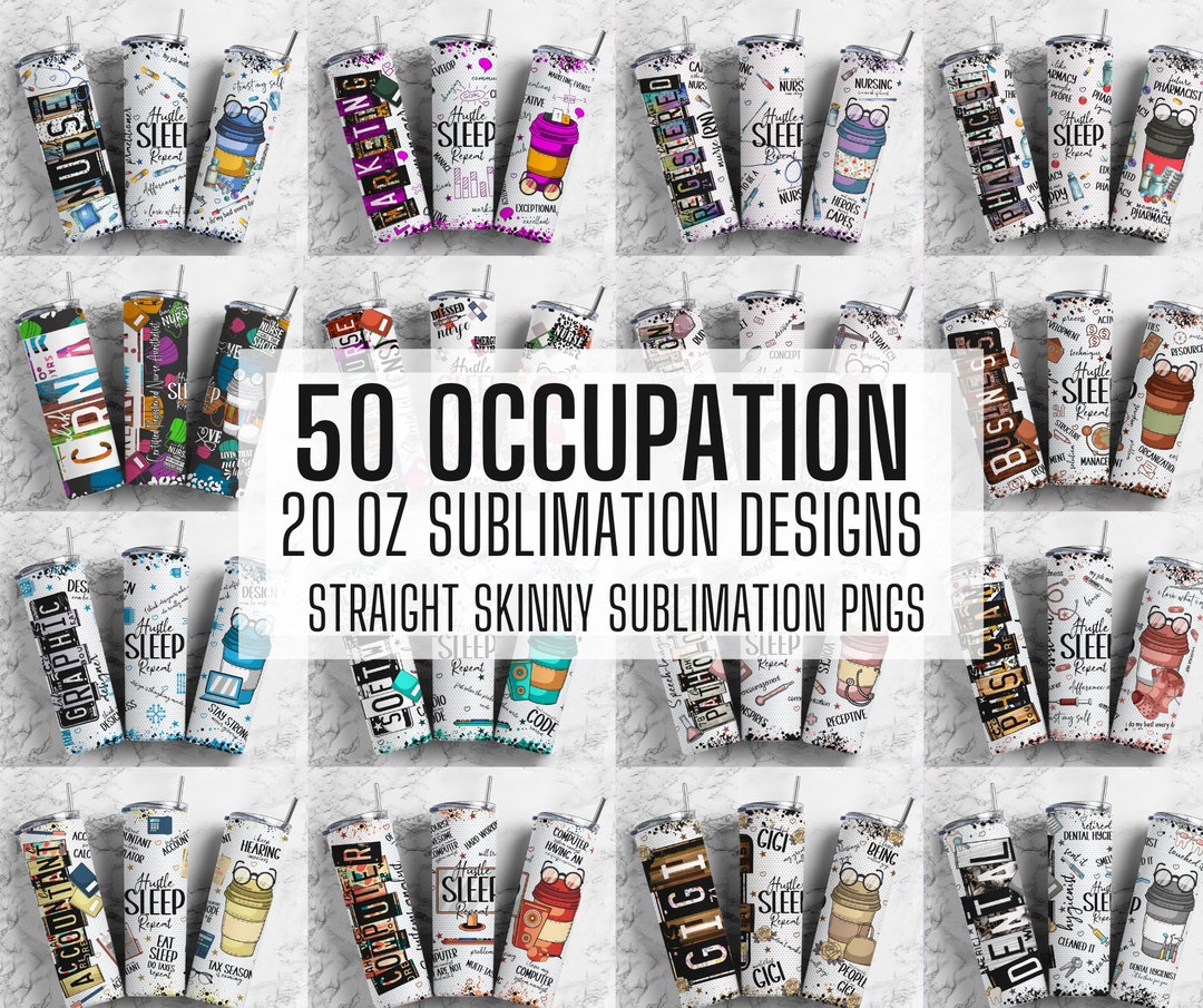 50 OCCUPATION JOB Tumbler Wrap PNG Bundle , Straight Tumbler,design ...