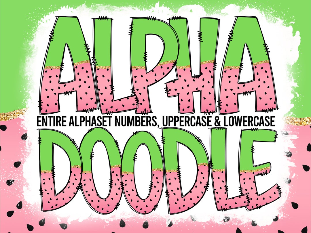 Watermelon Doodle Letters,transparent Background, Individually Saved ...