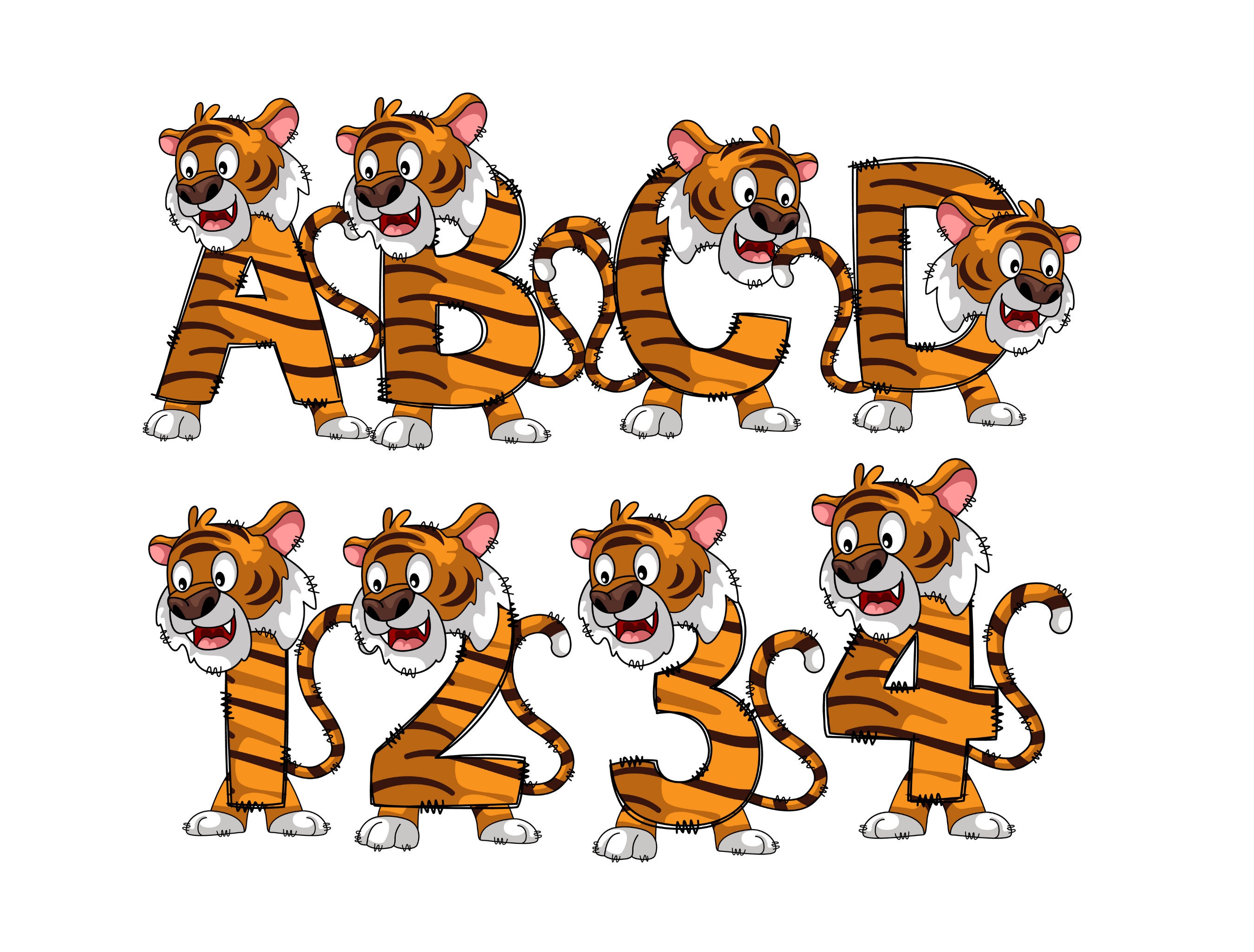 Jungle Animal Doodle Letters, Jungle Alphabet, Safari Alphabet PNG ...
