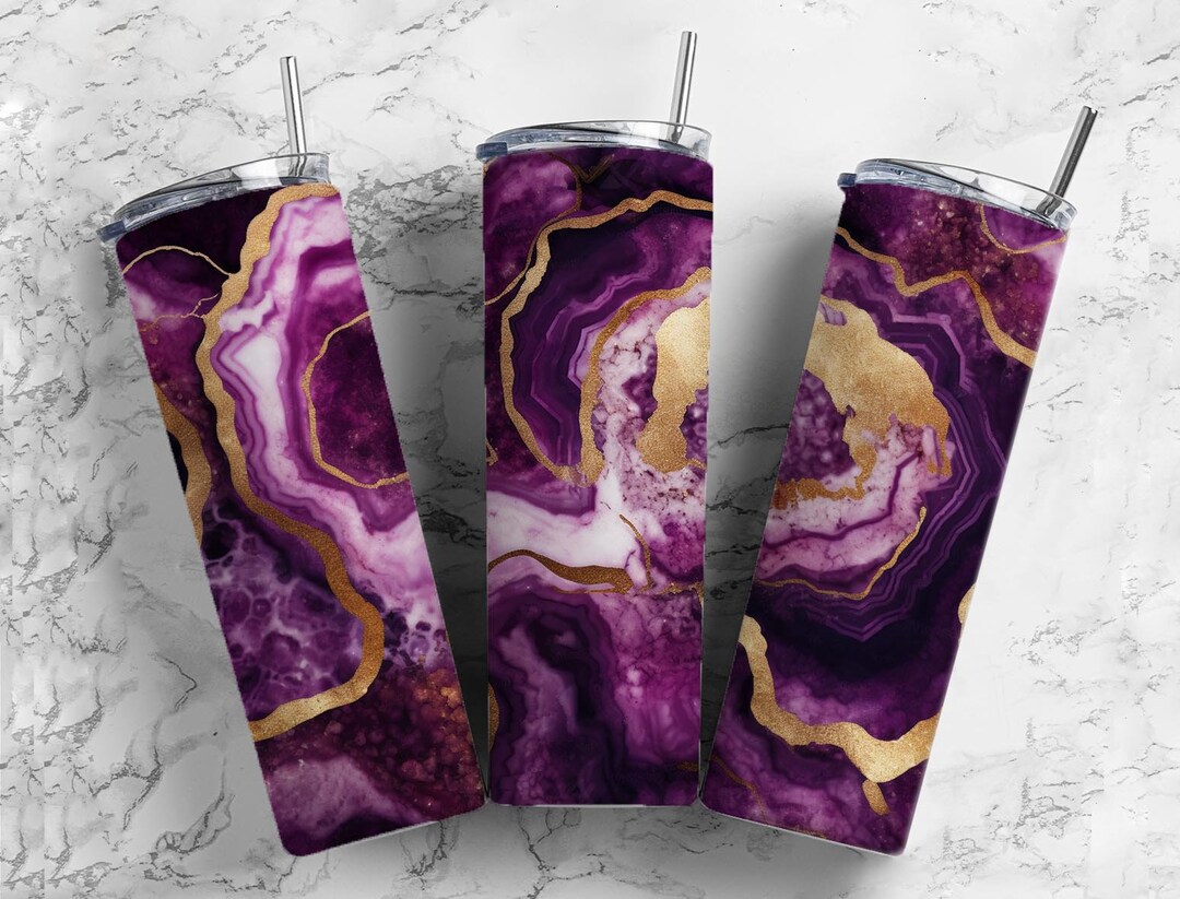 Amethyst Geode Stone 20oz Sublimation Tumbler Designs, Agate Marble 9.2 ...