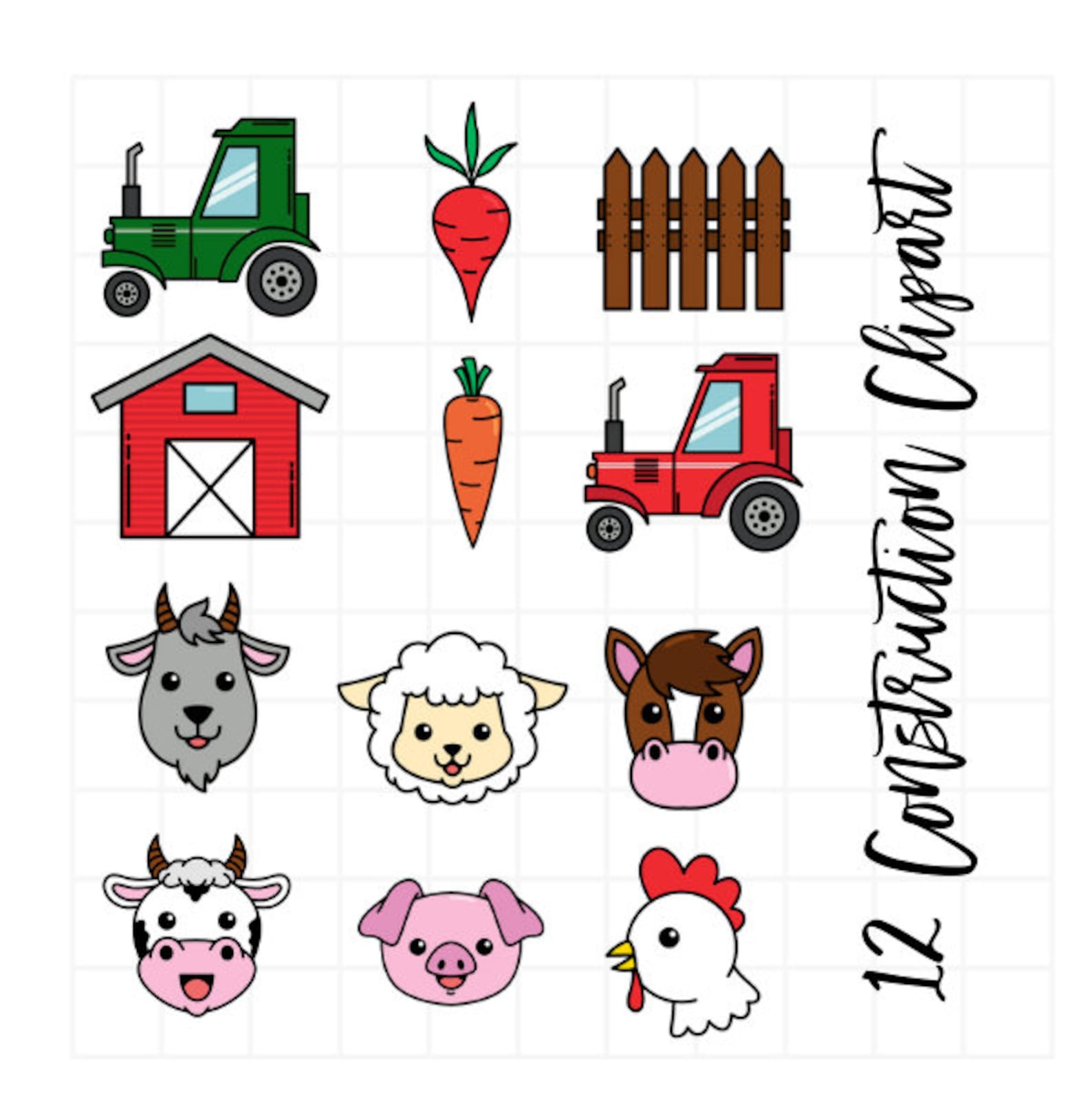 Farm Animal Doodle Letters With Clipart, Clipart Sublimation Pngs ...