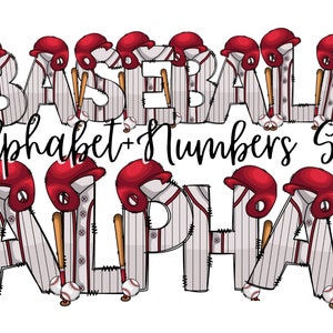 Baseball Doodle Letter Alphabet With Uppercase and Numbers PNG ...