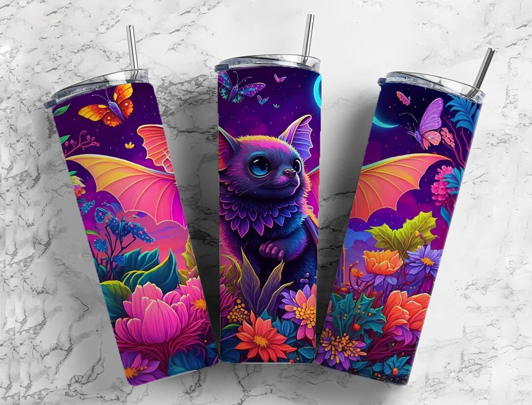 Bat Planet 20oz Sublimation Tumbler Designs, Sunset Colorful 9.2 X 8.3 ...