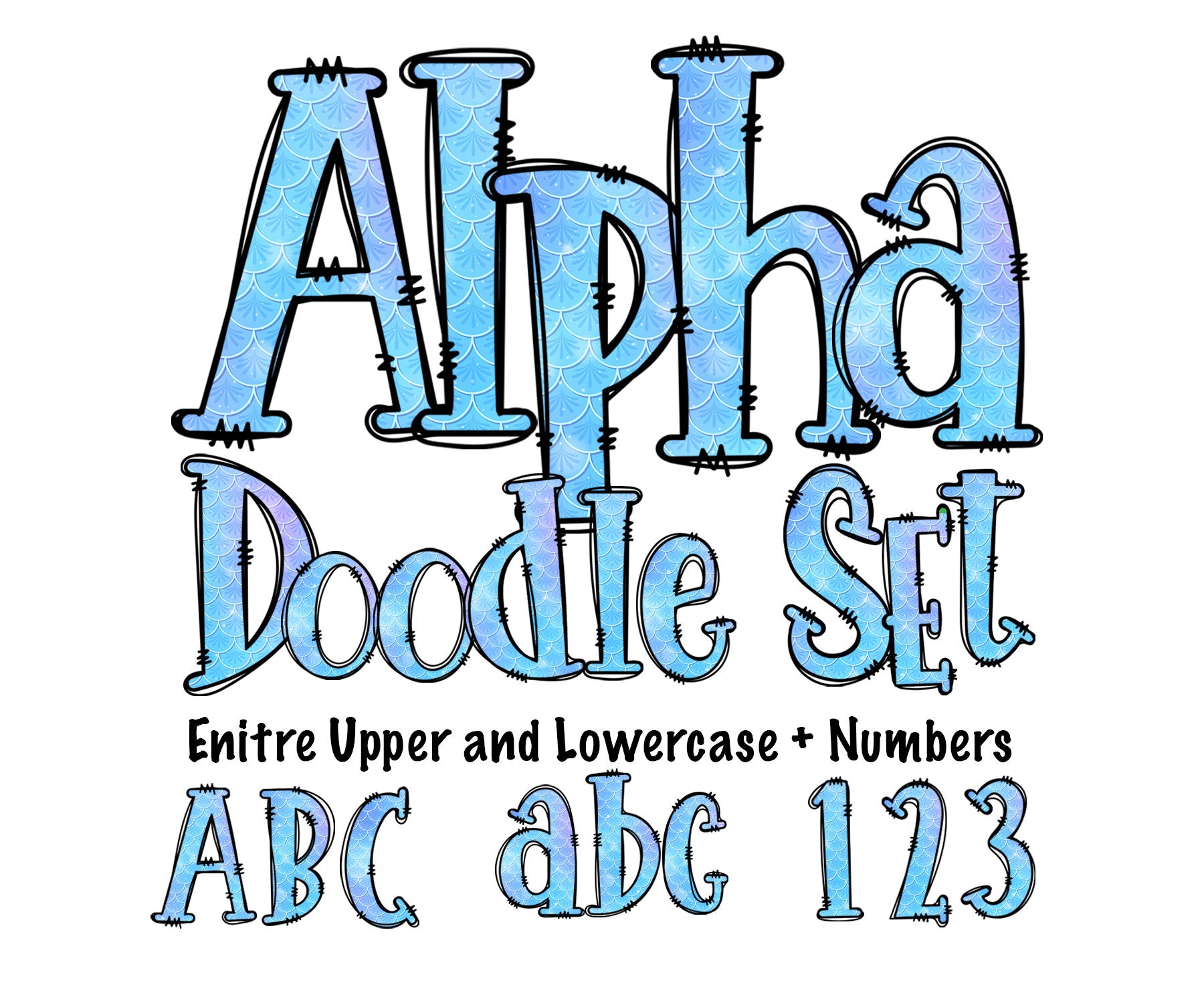 100 MEGA BUNDLE Doodle Letters Uppercase &amp; Lowercase - Etsy