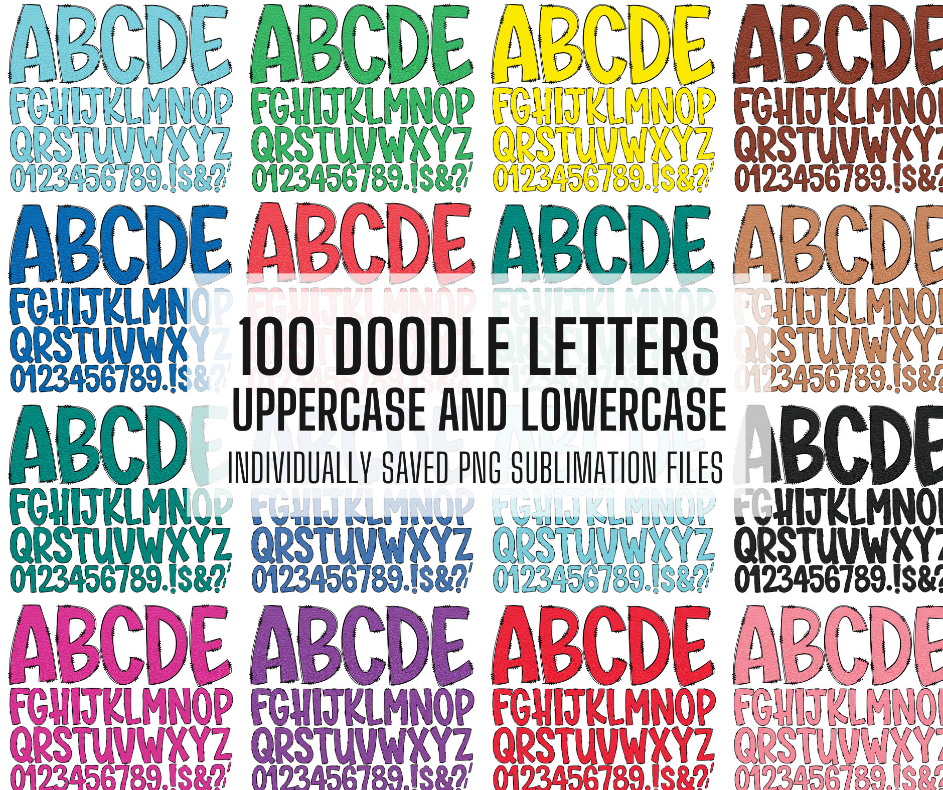 100 MEGA BUNDLE - Glitter Doodle Letters! 100 Glitter Colours Uppercase ...