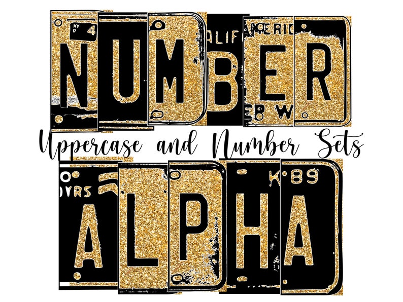 Gold Glitter Number Plate Alphabet Uppercase Numbers PNG - Etsy