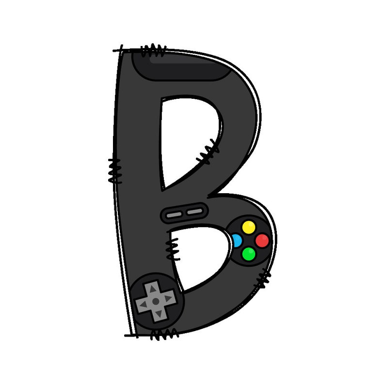 Gaming Doodle Letters Gamer Alphabet Transparent Background - Etsy