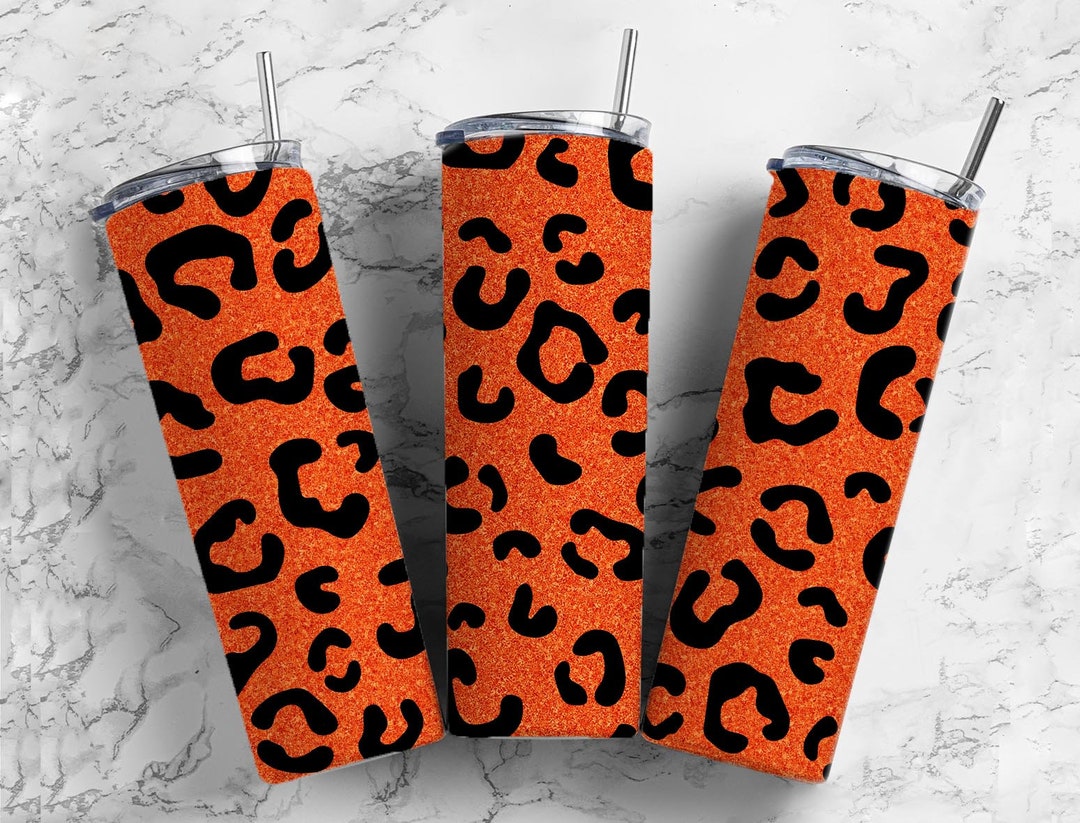 Dark Orange 20oz Sublimation Tumbler Designs, Leopard Print 9.2 X 8.3 ...