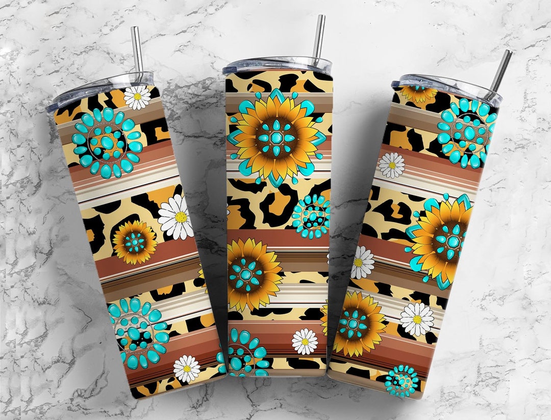 Turquoise Gem Serape 20oz Sublimation Tumbler Designs, Leopard Print ...