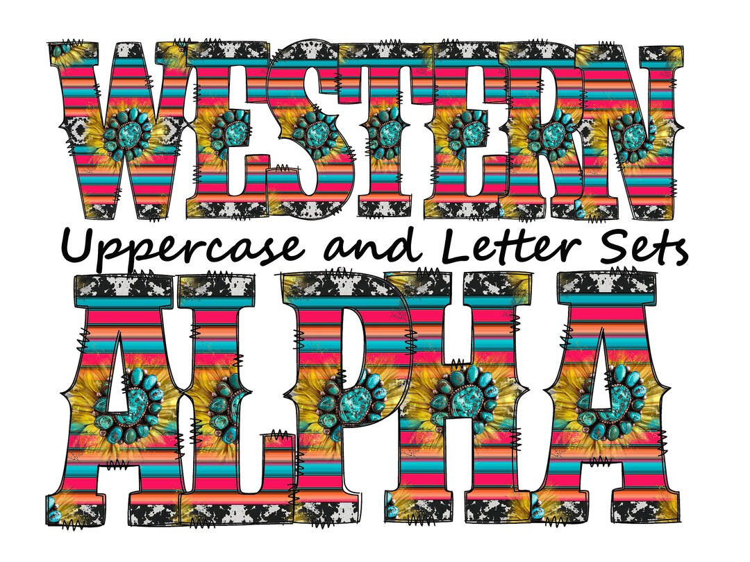 Sunflower Country Western Doodle Letters, Cowhide Outback Individually ...