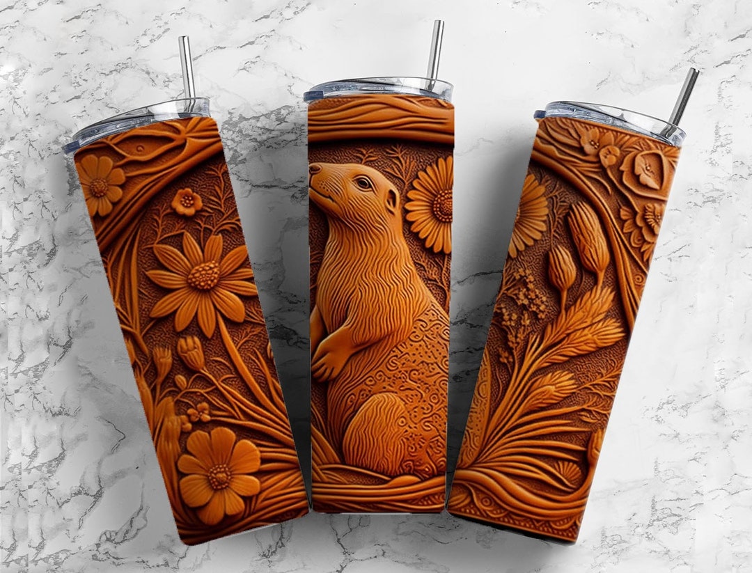 Tooled Leather Prairie Dog 20oz Sublimation Tumbler Designs, Engraved ...