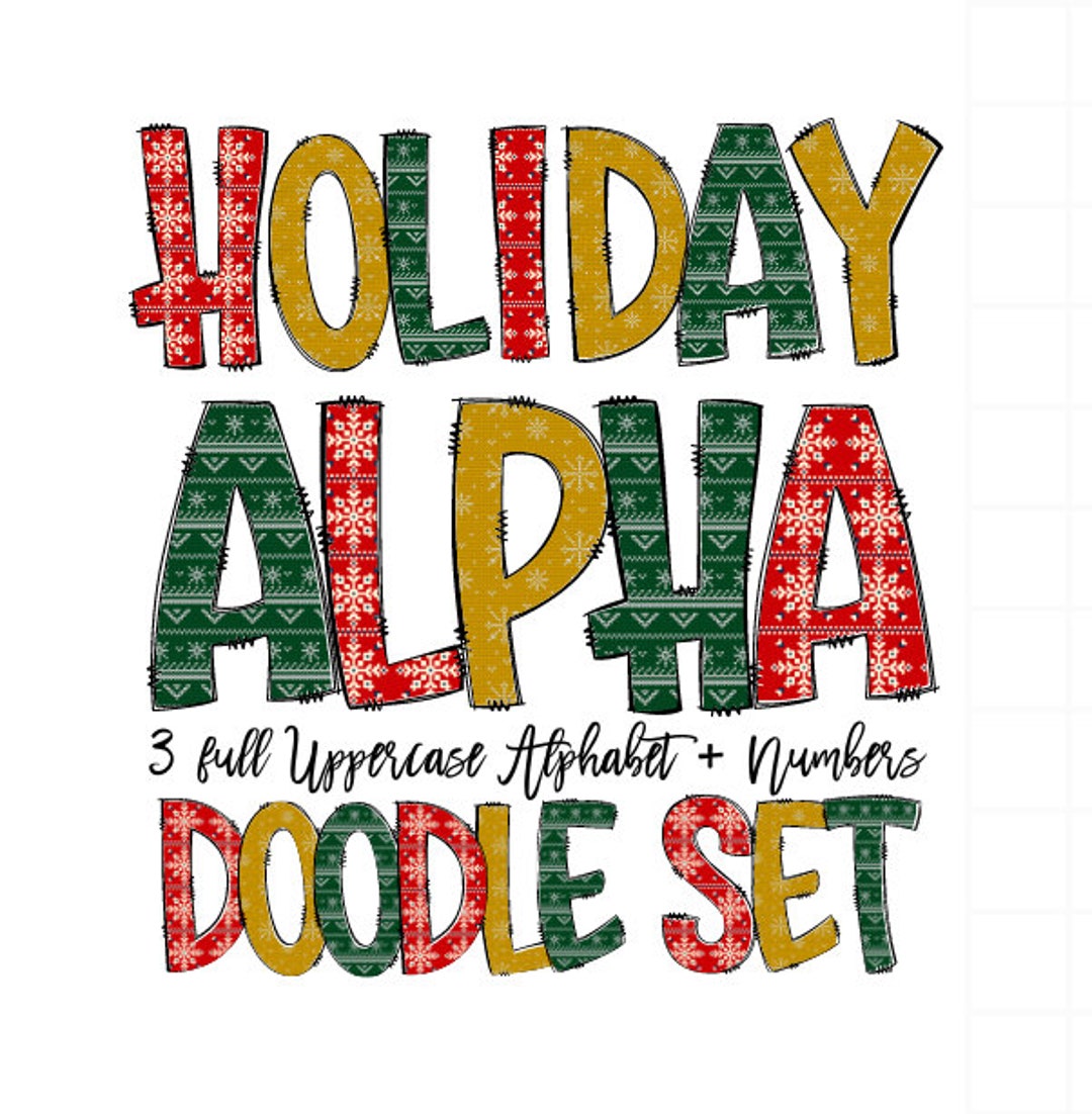 Ugly Sweater Doodle Letters, Holiday Alphabet, Red and Green Alphabet ...
