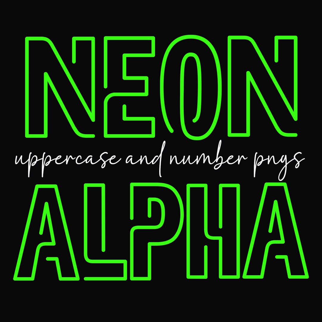 Lime Green Neon Alphabet PNG, Bright Glow Effect Font, Full Uppercase ...