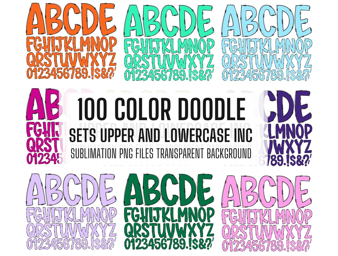 100 MEGA BUNDLE - Doodle Letters! 100 Solid Colours Uppercase ...