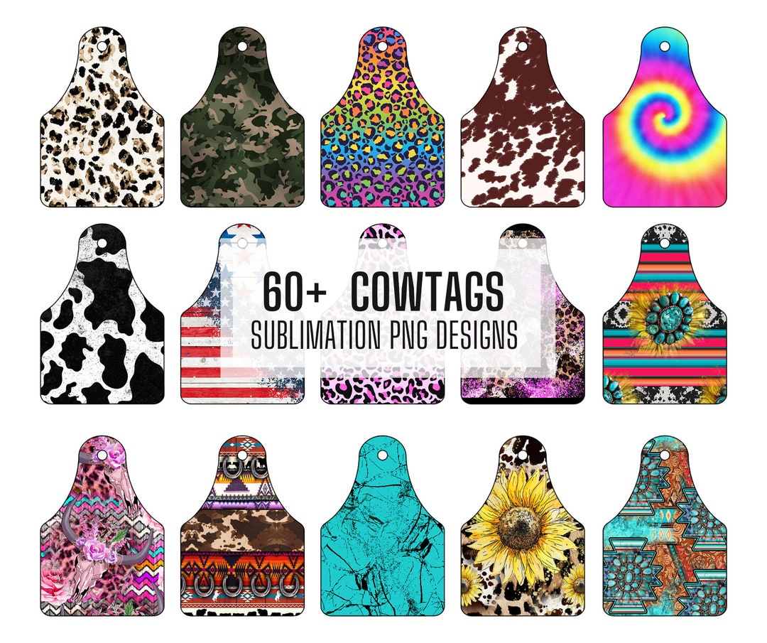 60+ Cow Tag Design Elements, Commercial Use, Sublimation Design Bundle ...