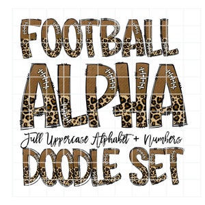 Leopard Football Doodle Letters, Transparent Background, Individually ...