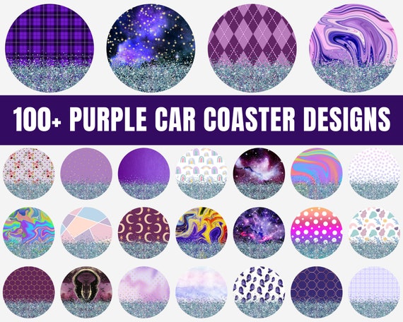 100 Purple Glitter Car Coaster Sublimation Mega Bundle | Etsy
