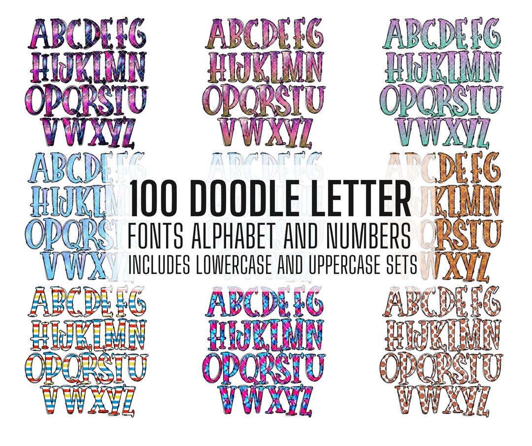 100 MEGA BUNDLE Doodle Letters Uppercase & Lowercase, Entire Doodle ...