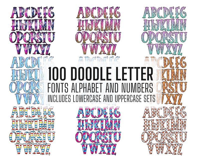 100 MEGA BUNDLE Doodle Letters Uppercase & Lowercase - Etsy