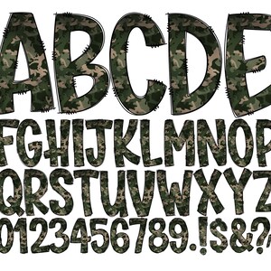 Deer Hunting Doodle Letters, Camo Alphabet, Orange Alphabet PNG, Entire ...
