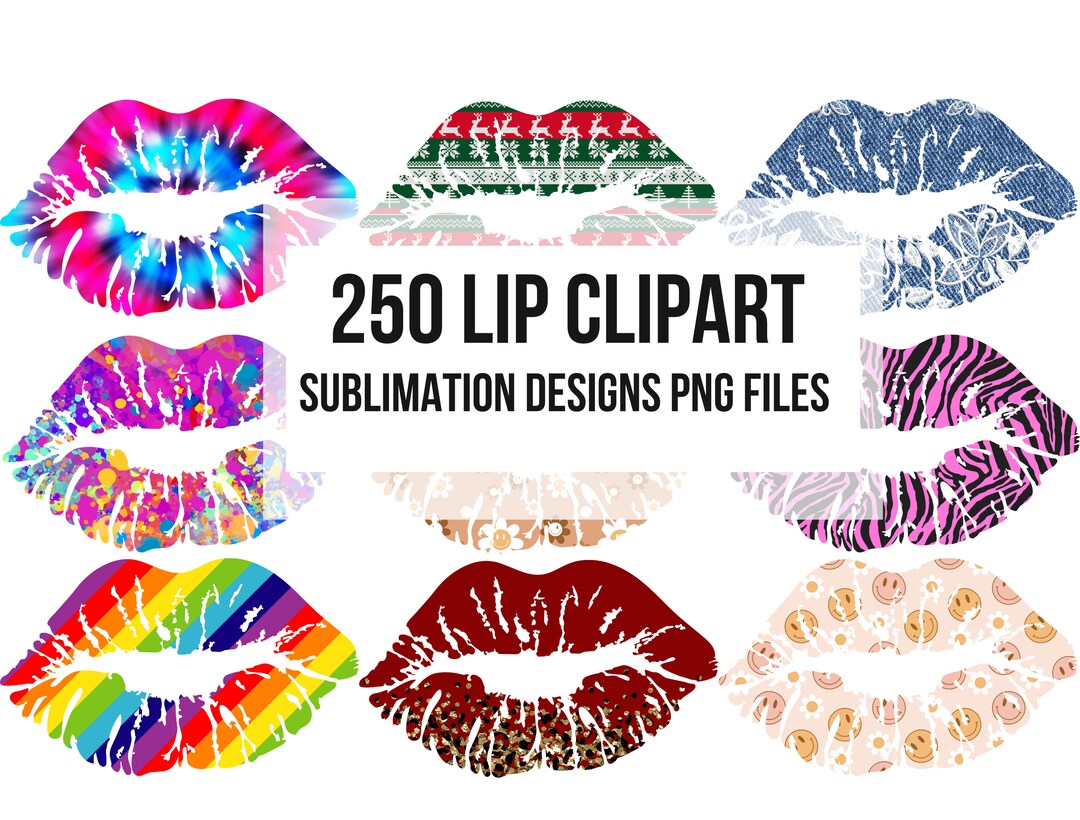 250+ Lip Design Elements, Commercial Use, Sublimation Design Bundle ...