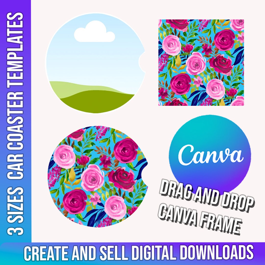 Car Coaster Canva Frame Template, 3 Sizes in 2.5, 2.75, 3 Inch ...