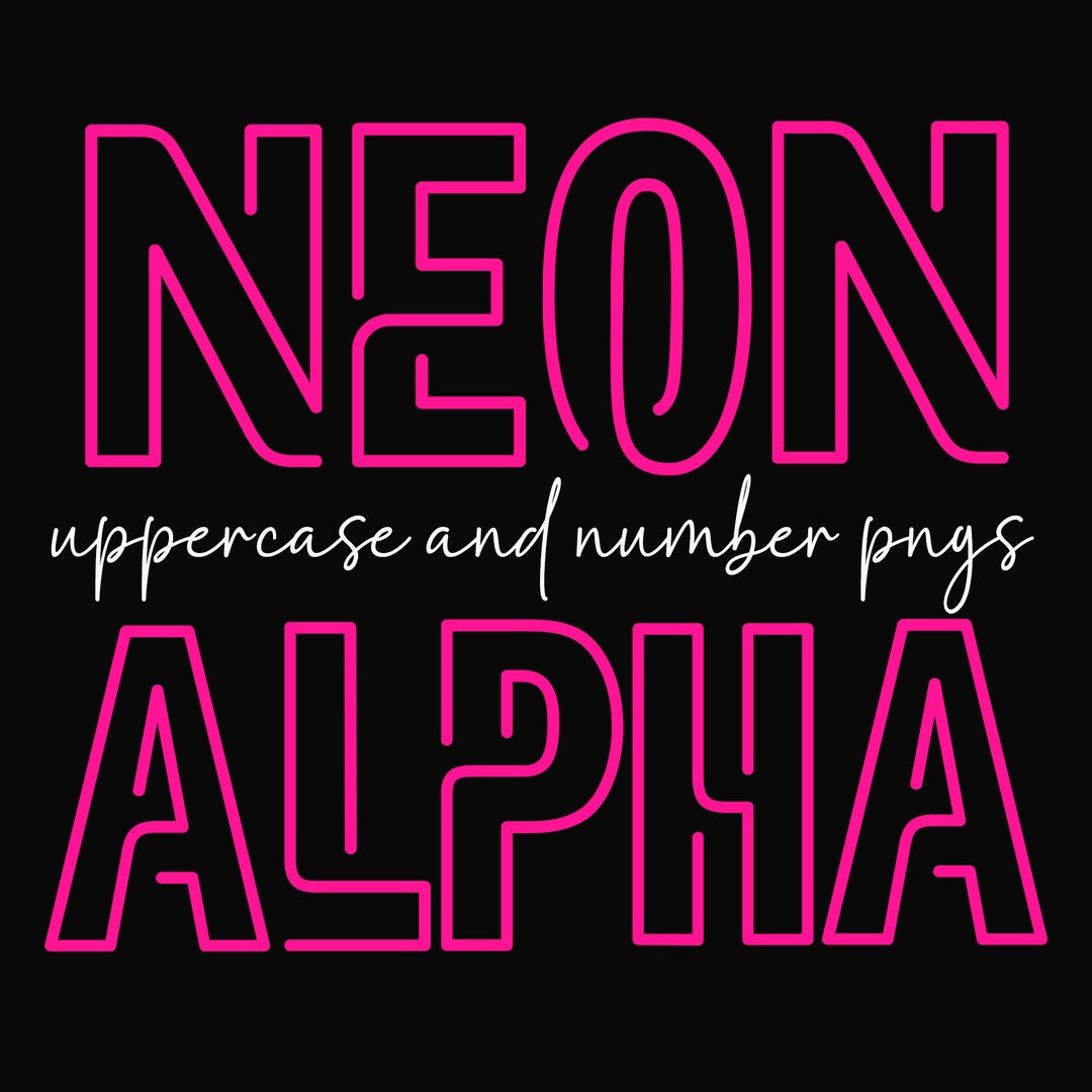 Hot Pink Neon Alphabet PNG, Bright Glow Effect Font, Full Uppercase ...