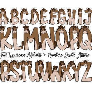 Horse Doodle Letters, Farm Alphabet, Animal Alphabet PNG, Entire Doodle ...