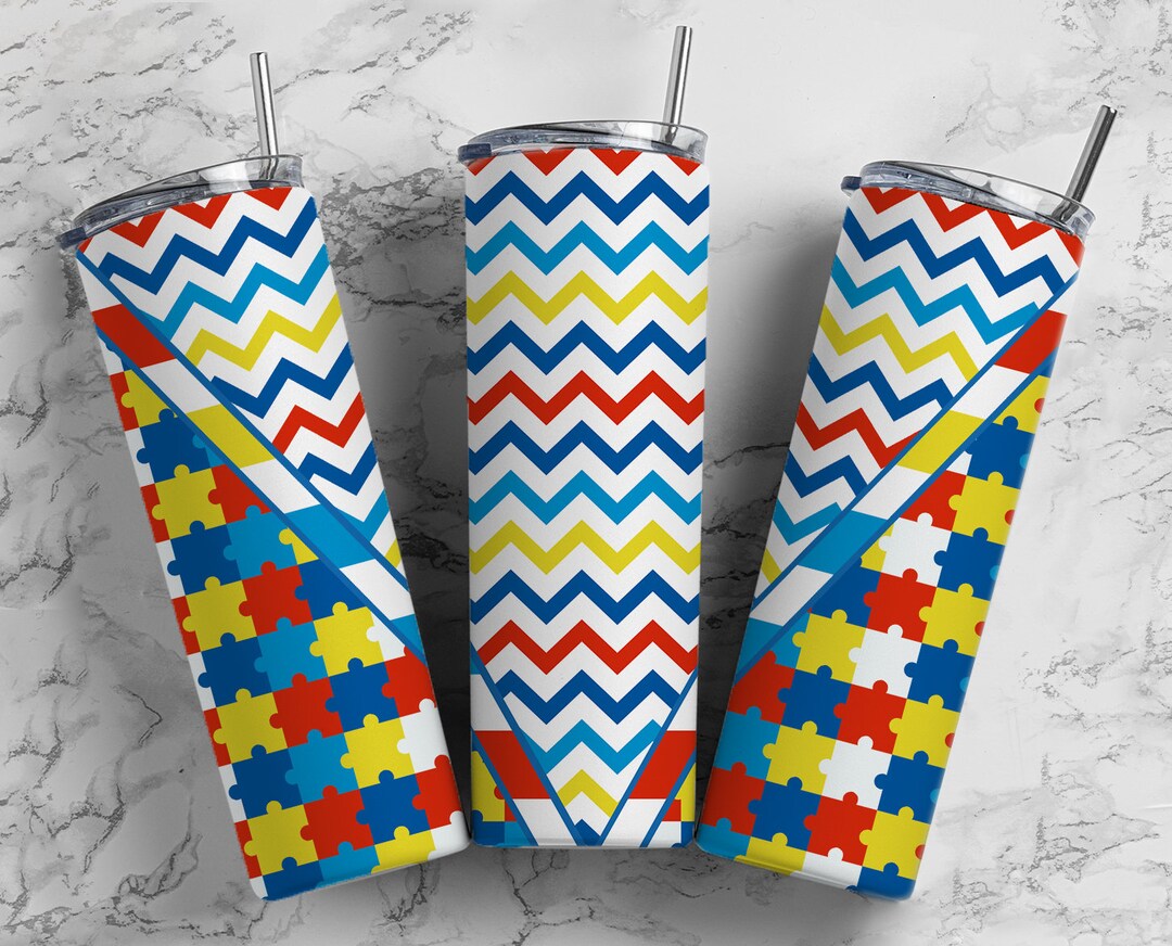 Autism Puzzle 20oz Sublimation Tumbler Designs, V Split 9.2 X 8.3 ...