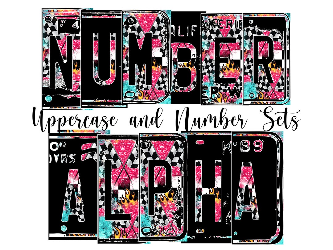 Pink Racing Number Plate Alphabet Uppercase Numbers PNG, Race Car ...