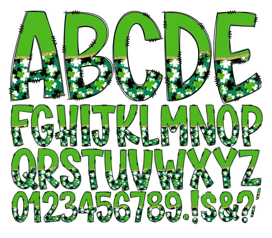 Clover Doodle Letters, Transparent Background, Individually Saved Alpha ...