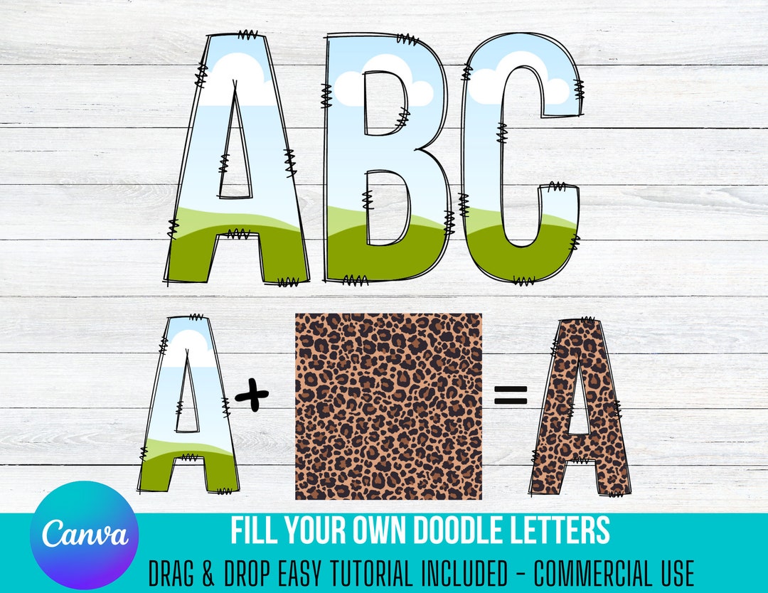 Fill Your Own Doodle Letters On Canva With Commercial Use Allowed Drag And Drop Alphaset