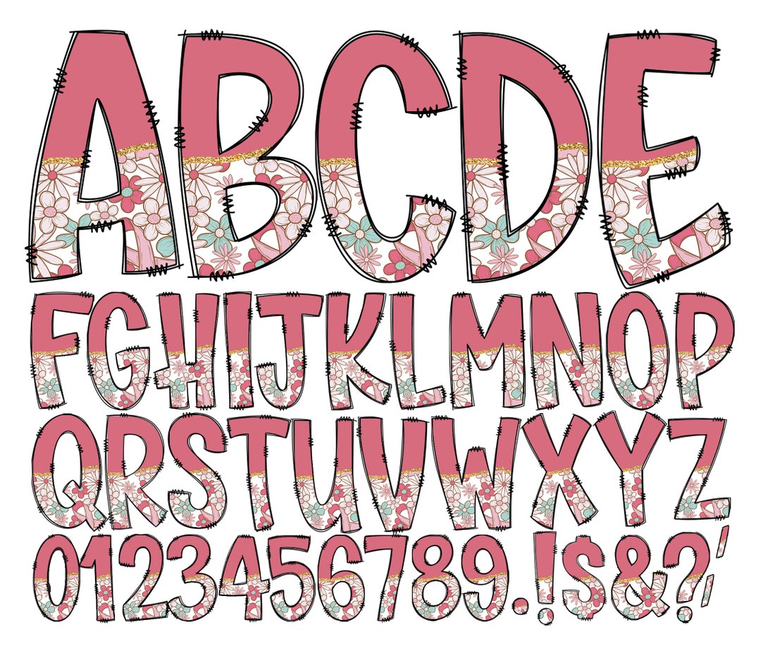 Flower Doodle Letters Transparent Background Floral - Etsy