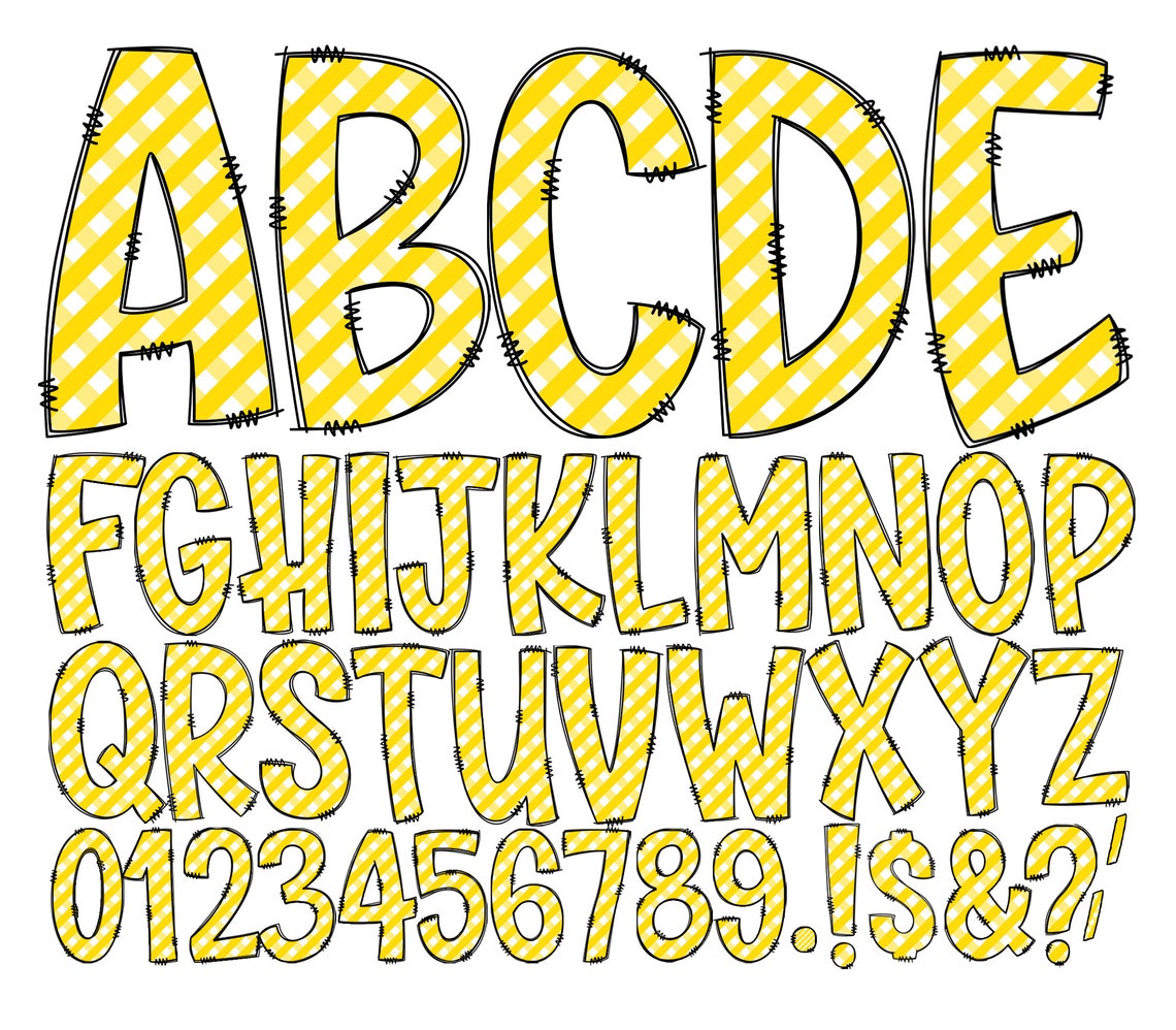 100 MEGA BUNDLE Doodle Letters 100 Gingham Colours - Etsy