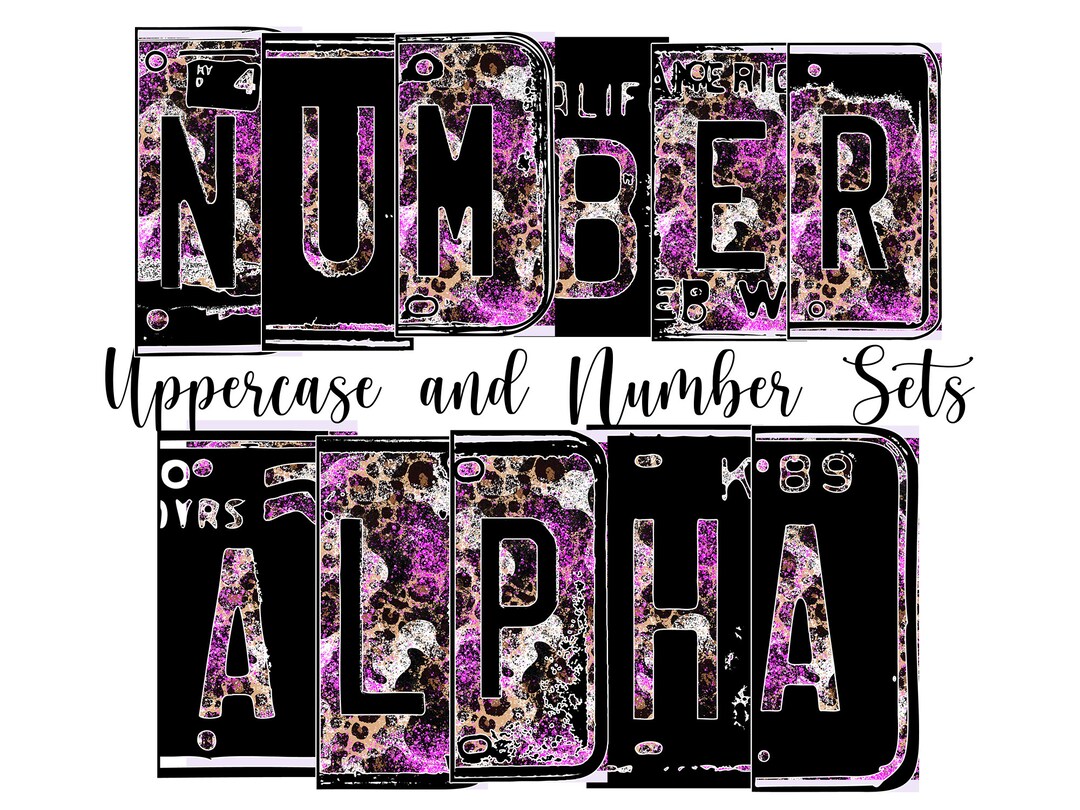 Leopard Cow Number Plate Alphabet Uppercase Numbers PNG, Purple ...