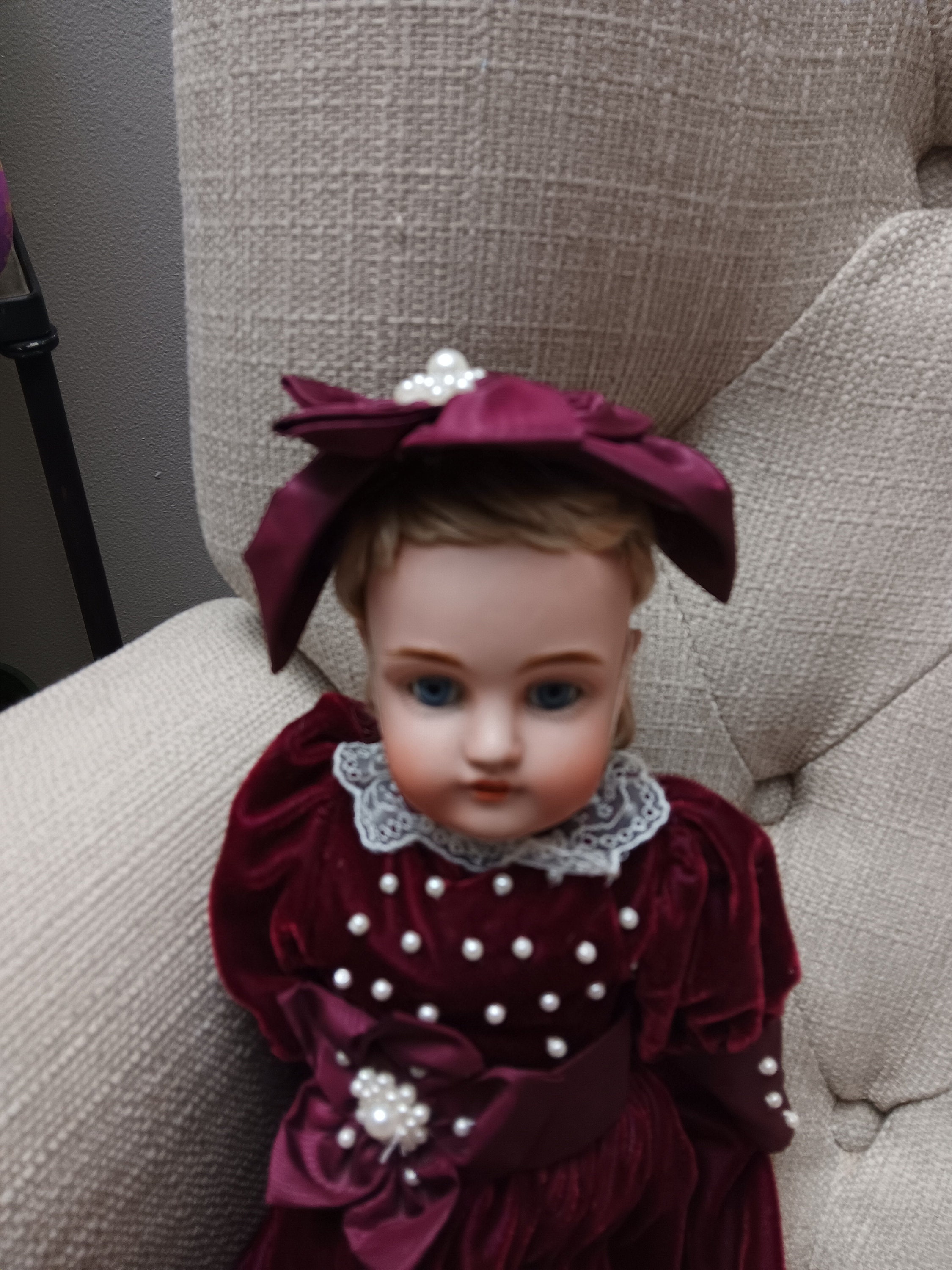 J.D. Kestner Bisque Doll, German Large Eyebrow Doll Leather Body Doll ...