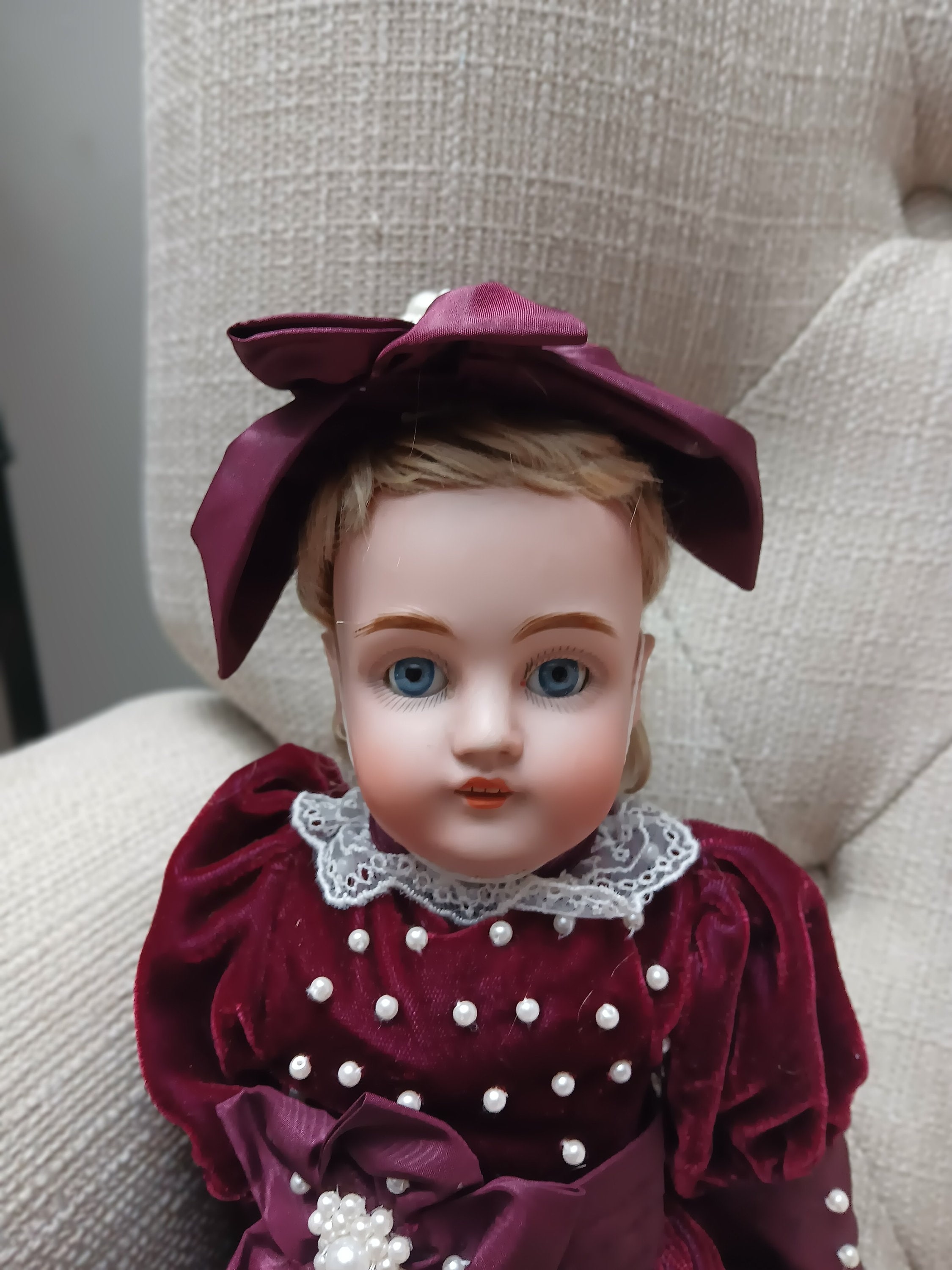 J.D. Kestner Bisque Doll, German Large Eyebrow Doll Leather Body Doll ...