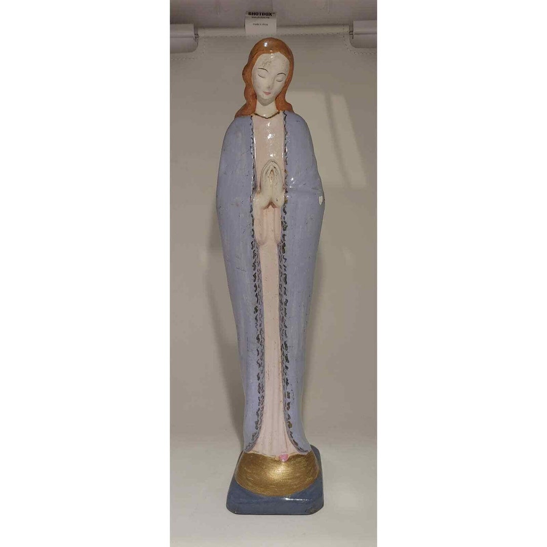Vintage Porcelain Madonna Signed Figure in Blue Cloak - Etsy