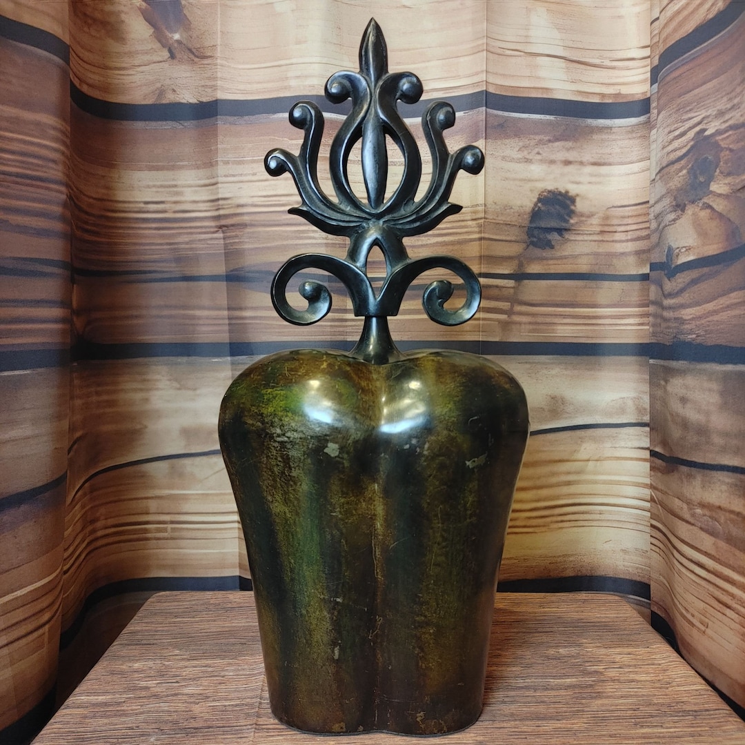 Montaage of India (tall) Brass Urn W/ Cast Iron Topper 2004 - Etsy