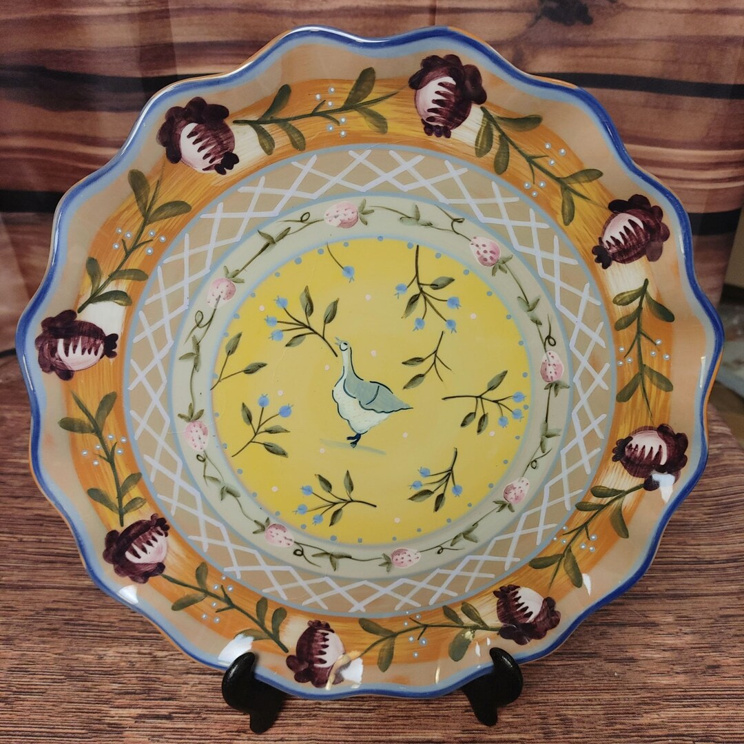 Zrike Avignon Danna Cuilen Handpainted Scaloped Pheasant Floral ...