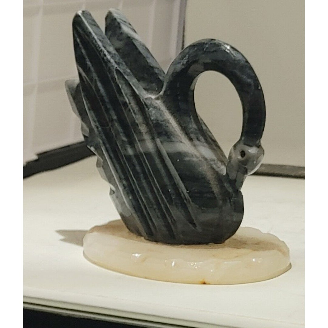 Carved Natural Stone Agate Swan Figurine paperweight - Etsy
