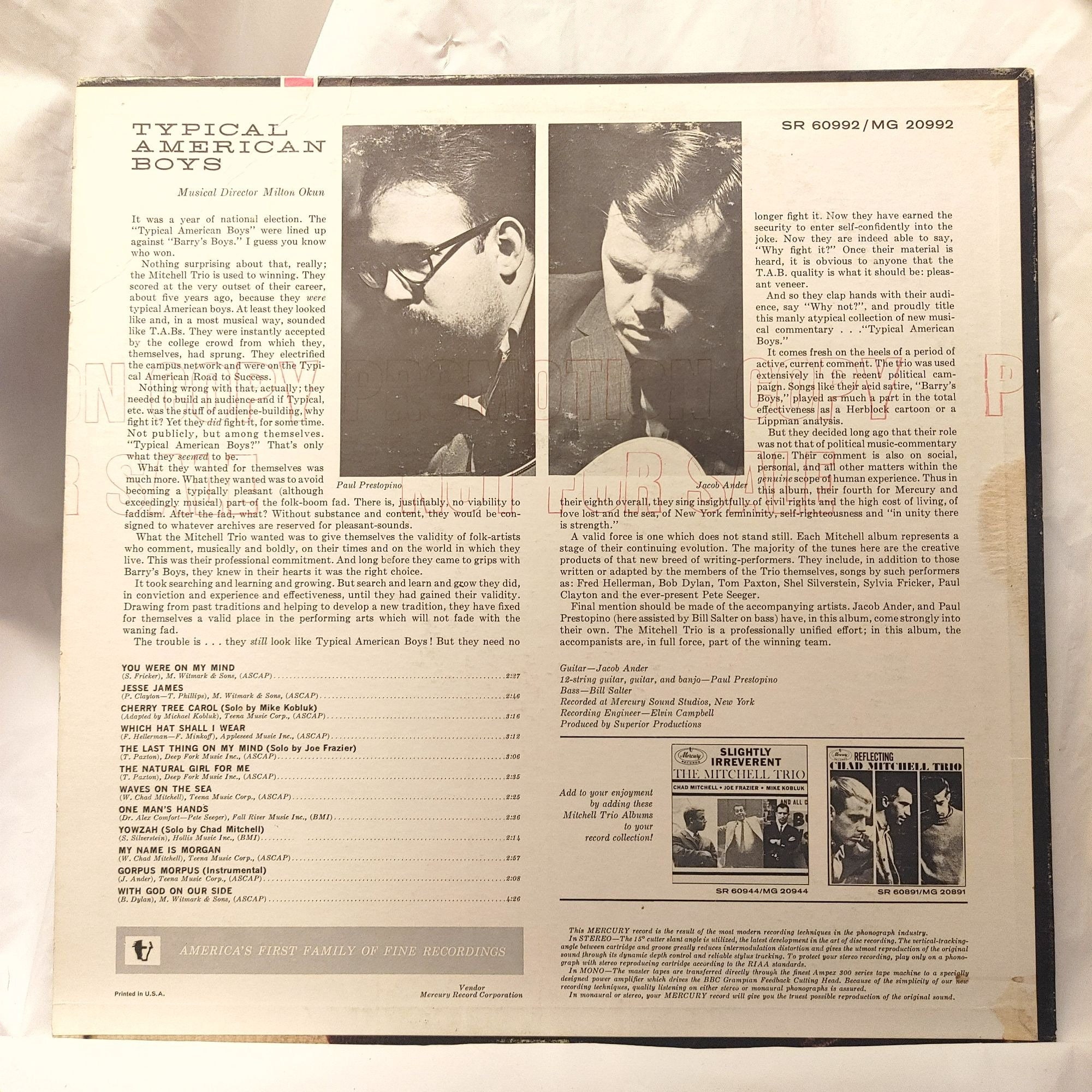 The Mitchell Trio Typical American Boys Mike Chad Joe LP - Etsy