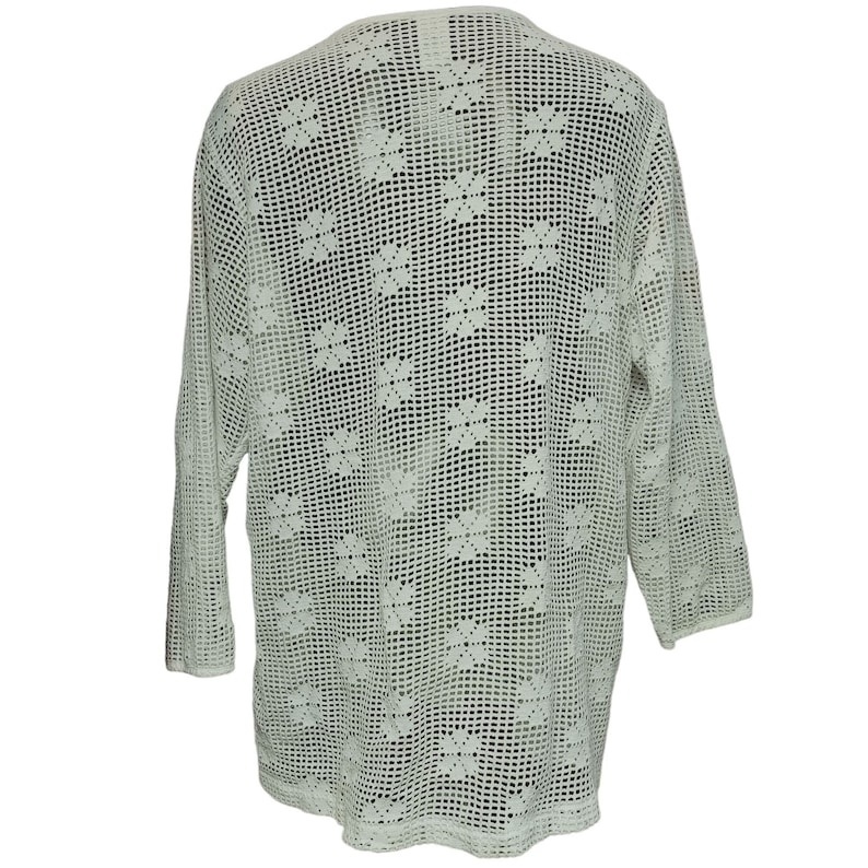 Dotti Women's White Lace Snowflake Pattern Long Sleeve Button Front ...