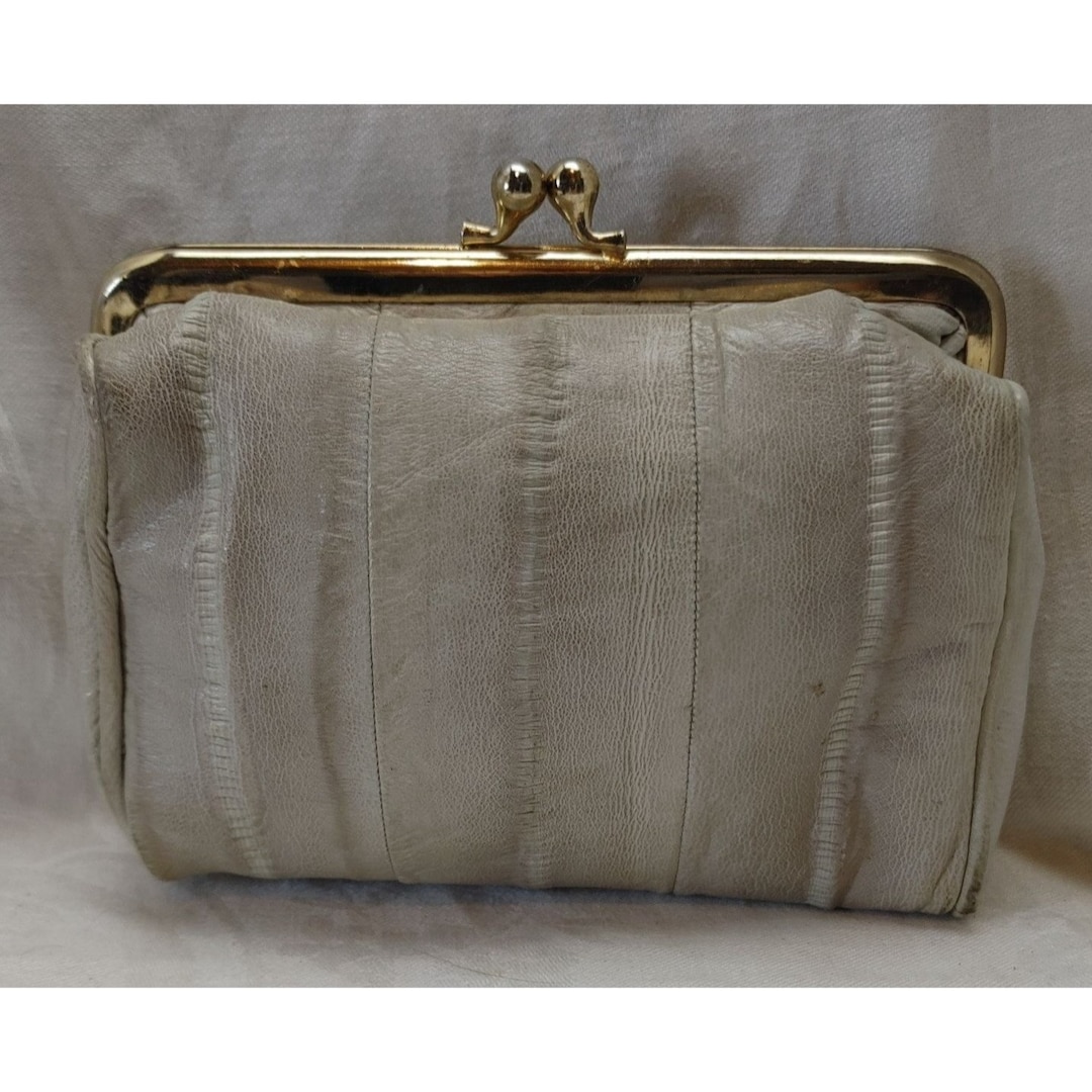 Leather of the Sea Vintage Eel Skin Clutch Purse With Vanity Mirror - Etsy